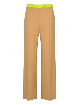 OFF-WHITE OFF-WHITE Beige Wool Blend Active Pants With Yellow Waistband