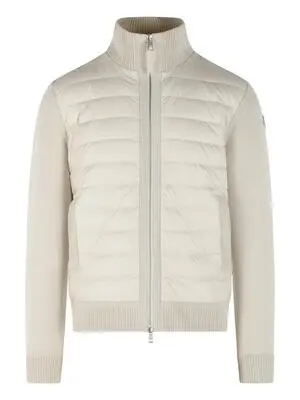 Moncler Padded Virgin Wool Zip Cardigan - Cream