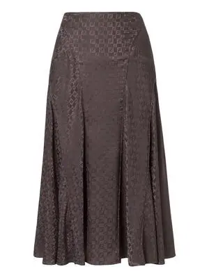 Fendi Ff Monogram Silk Midi Skirt - Brown