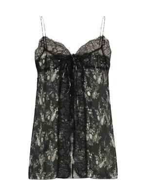Dolce & Gabbana Floral Lace Trimmed Camisole - Black