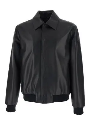 Fendi Leather Jacket With Lettering Logo - Multicolor
