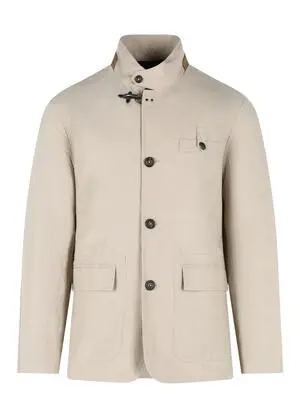 FAY Beige Cotton And Nylon Faille Jacket - Cream