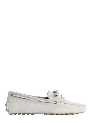 TOD'S TOD'S Grey Suede Gommino Boat Loafers Gray