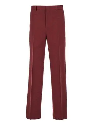 Gucci Bordeaux Cotton Gg Motif Straight Leg Pants - Multicolor