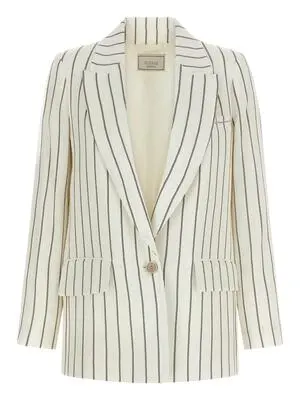 PESERICO PESERICO Single-Breasted Pinstripe Linen Cotton Twill Blazer