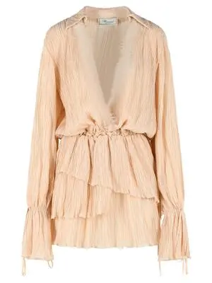 Blumarine Viscose Dress With Lace And Bow Details - Cream