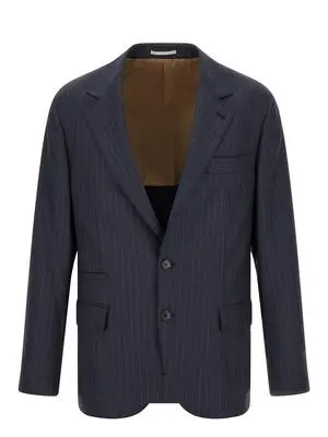 Brunello Cucinelli Brunello Cucinelli Men Pinstripe Batavia Blazer Blue