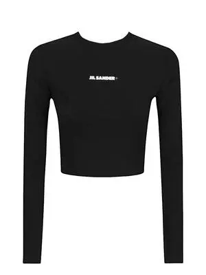 JIL SANDER Cropped Top With Logo - Black