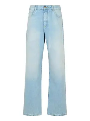 Balmain Light Wash Wide Leg Jeans - Blue