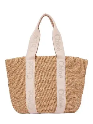 Chloé CHLOE Woody Raffia Shoulder Bag Multicolor