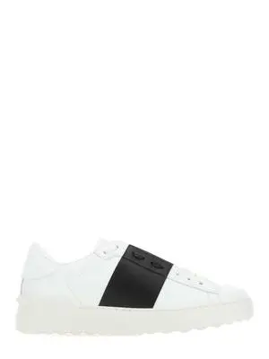Valentino Garavani VALENTINO GARAVANI Open Leather Sneakers With Black Band White