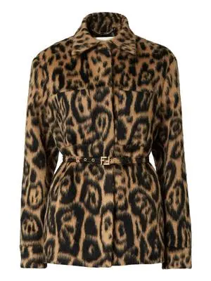 Fendi Leopard Print Belted Jacket - Multicolor