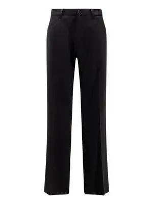 Balenciaga Straight Fit Cotton Trousers - Black