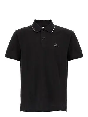 C.P. COMPANY Logo Patch Polo Shirt - Black