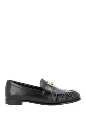 Fendi Leather Moccasins With Gold Tone Hardware - Black