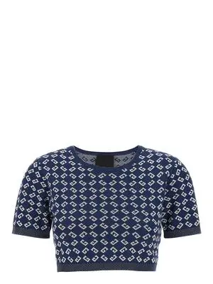 Givenchy Cropped Jacquard Top With 'g' Pattern - Blue