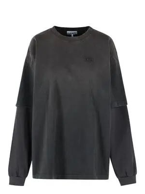 GANNI GANNI Long Sleeve Cotton T-Shirt Gray