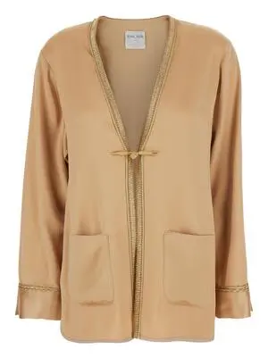 FORTE_FORTE Viscose Blend Jacket With Contrast Finishes - Cream