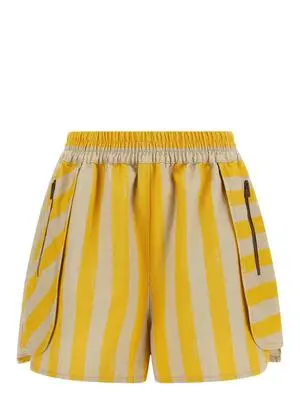 Fendi Pequin Stripe Cotton Linen Blend Shorts - Yellow