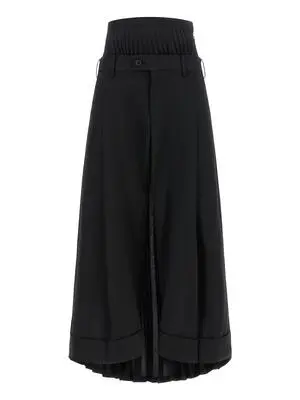 Junya Watanabe Pleated Wool Blend Trousers - Black