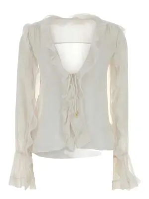 Alberta Ferretti Crepe Blouse - White