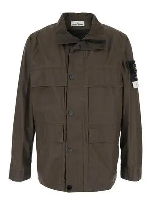 Stone Island STONE ISLAND Logo Patch Cotton Blend Jacket Multicolor