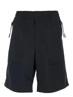 Moncler Tech Fabric Bermuda Shorts With Logo Patch - Black