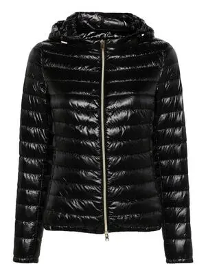 Herno HERNO Black Feather Down Padded Quilted Jacket With Gold-Tone Logo Black