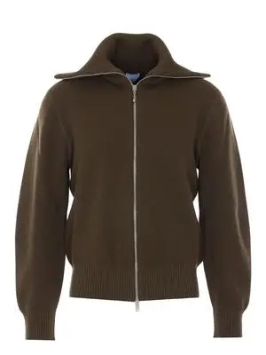 Bottega Veneta Wool And Cotton Zip Up Cardigan - Green