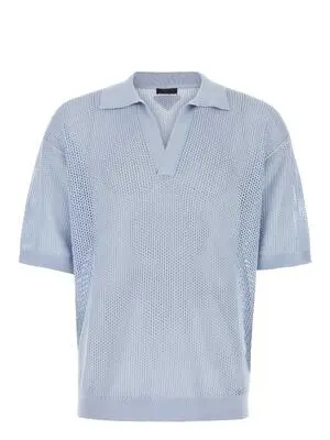 Prada Powder Silk Blend Polo Shirt - Blue