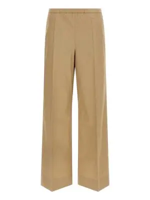 Moncler Grosgrain Logo Patch Wide Leg Pants - Cream