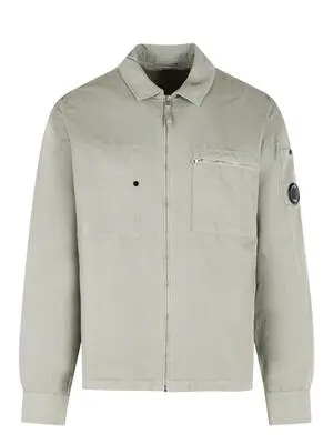 C.P. COMPANY Zip Up Linen Blend Jacket - Cream