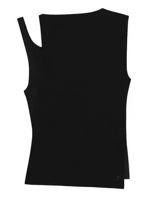 COURREGES COURREGES Asymmetrical Ribbed Top Black