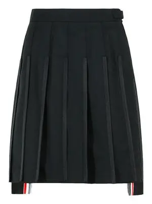 Thom Browne Pleated Wool Skirt With Grosgrain Details - Black