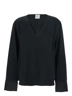 FORTE_FORTE Black V-neck Sweater - Multicolor