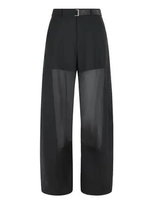 Sacai Wool Pants With Cuprio Details - Black