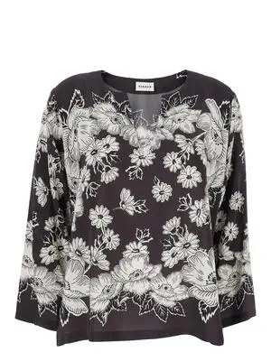 P.a.r.o.s.h Silk Floral Print V-neck Blouse - Multicolor