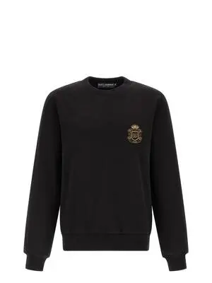 Dolce & Gabbana Heraldic Patch Crewneck Sweatshirt - Black