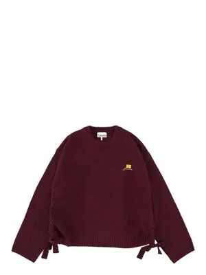 GANNI GANNI Oversized Wool Blend Sweater With Tie Detailing Multicolor