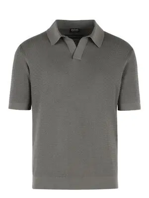 Zegna Taupe Cotton Polo Shirt - Gray