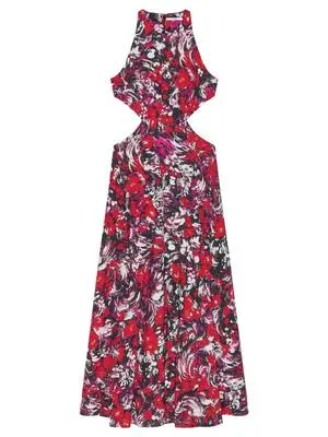 Givenchy Long Floral Print Dress With Cut-out Detail - Multicolor