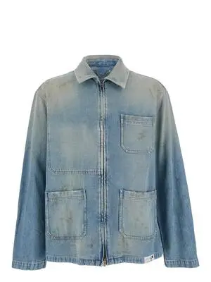 GOLDEN GOOSE Denim Jacket With Logo Patch - Multicolor