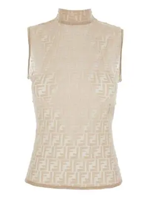 Fendi Ff Motif Sleeveless Crewneck Top - Cream