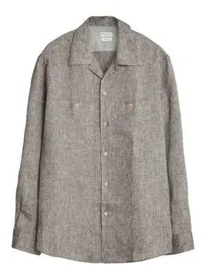 Brunello Cucinelli Button-down Shirt With A Melange Effect - Brown
