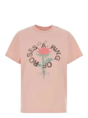 GANNI Light Cotton Oversize T-shirt - Pink