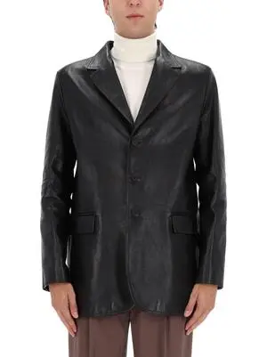 Gucci Leather Blazer - Black