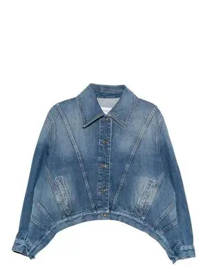 Givenchy Cropped Denim Jacket With Classic Collar - Blue