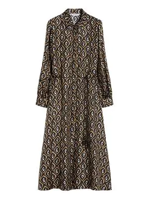 Max Mara Printed Silk Twill Shirt Dress - Black