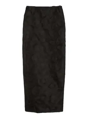 Max Mara Midi Skirt With 3d Jacquard Texture - Black
