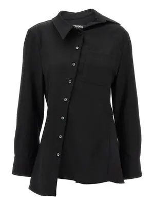 Jacquemus La Chemise Pablo Asymmetric Button Shirt - Black